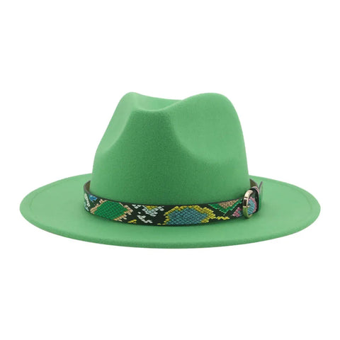 Wide Brim Wool Fedora Hat with Snake Skin Striped Band – Innovato Design