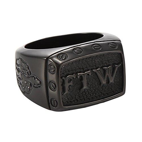 Men's Stainless Steel Vintage FTW Biker Ring,Black – Innovato Design