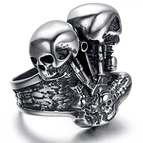 Men Stainless Steel Vintage Skull Motor Engine Ring – Innovato Design