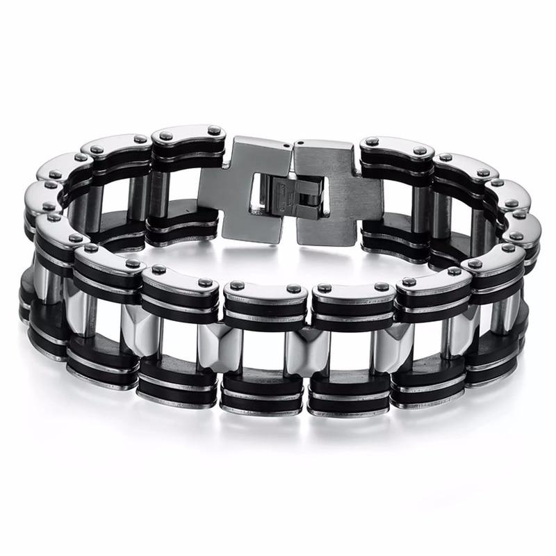 Luxury Titanium Biker Chain Bracelet Silver & Black – Innovato Design