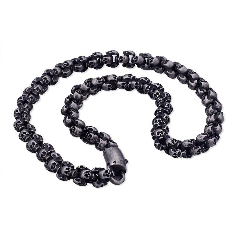 Gothic Skull Link Chain Stainless Steel Punk Brushed Polished Long Nec ...