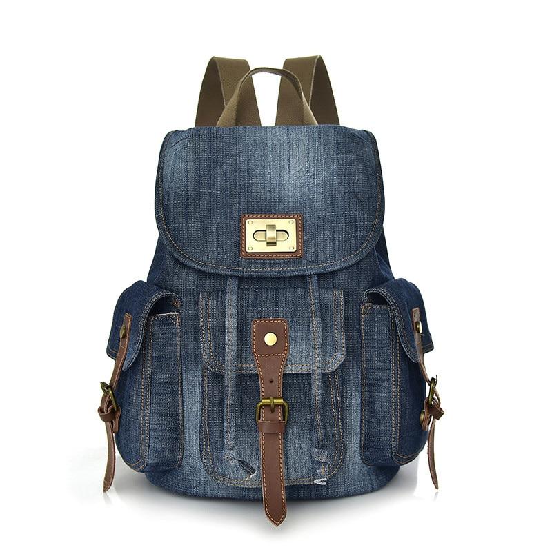 Blue and Green Denim Canvas School 20 to 35 Liter Backpack – Innovato ...