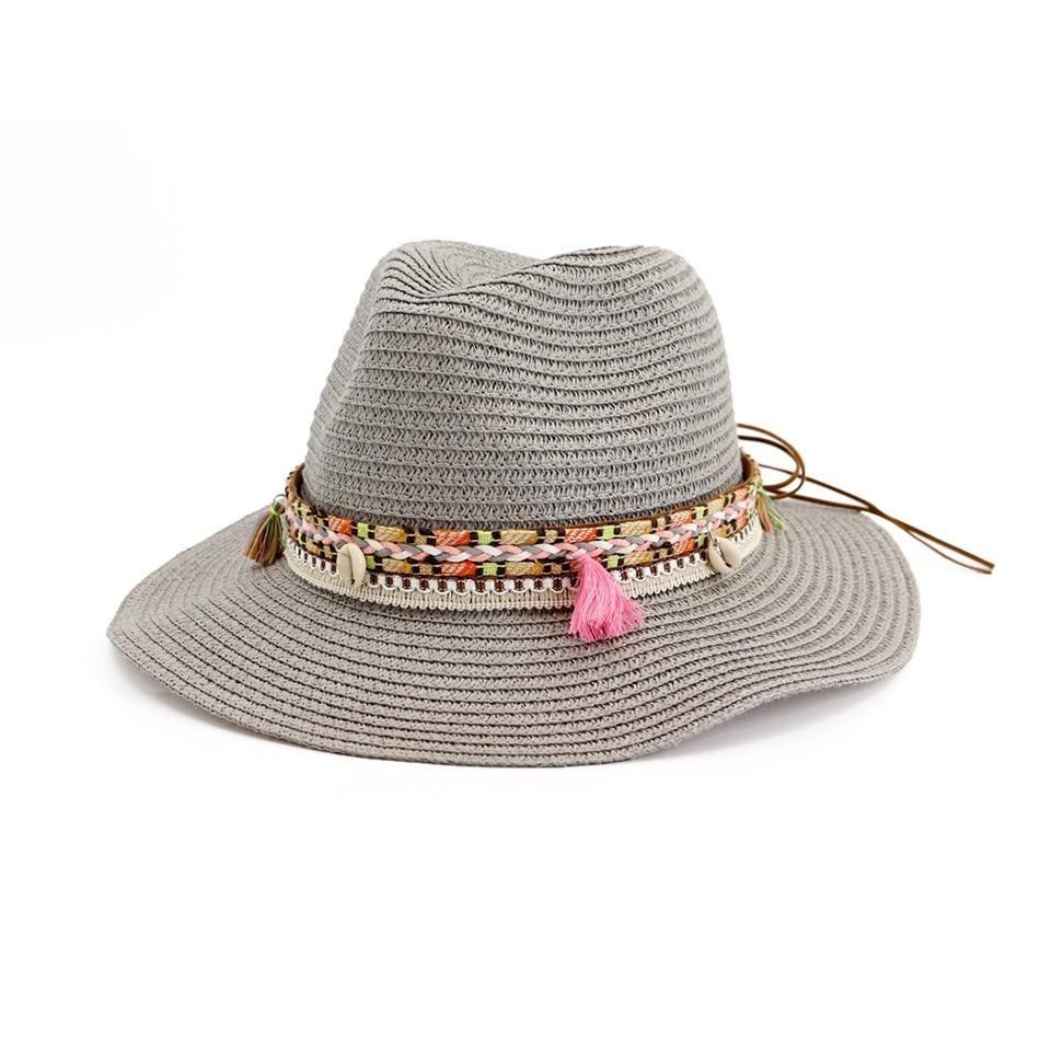 Straw Panama Hat with Tassels and Puka Shells – Innovato Design