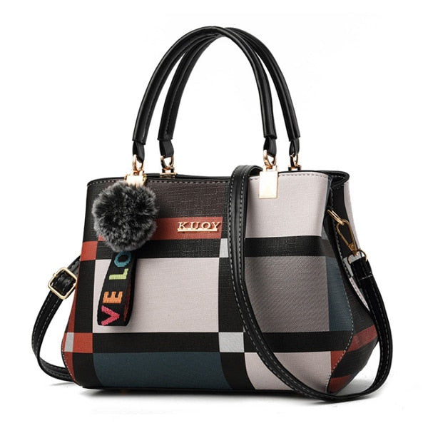 Fashion Casual Plaid Leather Tote Bag, Shoulder Bag, Crossbody Bag and ...