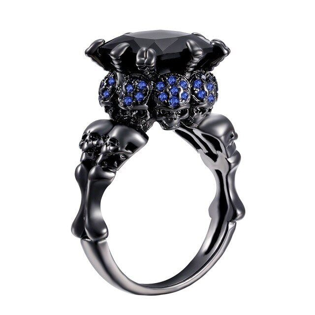 Skull and Cubic Zirconia Punk Wedding Engagement Ring – Innovato Design