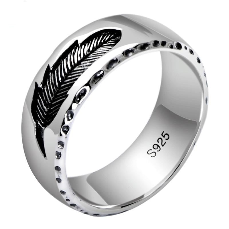 Feather 925 Sterling Silver Vintage Punk Rock Ring – Innovato Design
