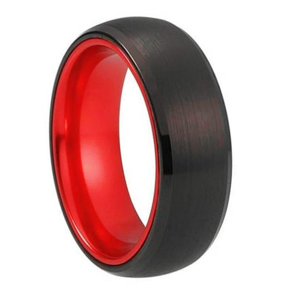Classic Red and Black-Plated Tungsten Wedding Ring – Innovato Design