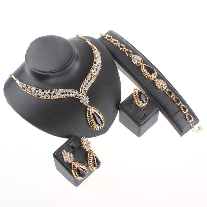 Water Drop Crystal & Rhinestone Necklace, Bracelet, Earrings & Ring We ...