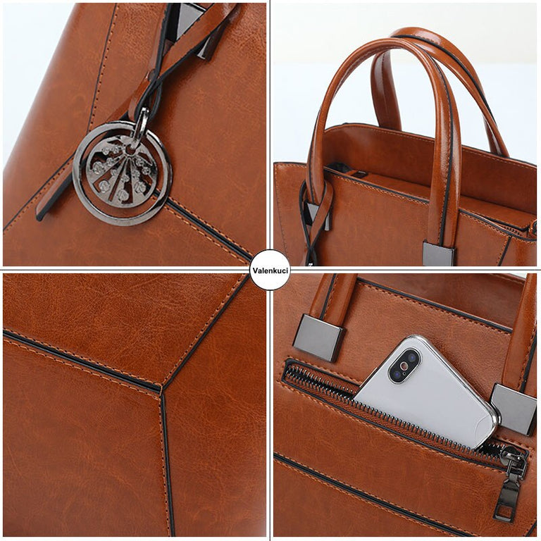 Luxury Casual Designer PU Leather Tote Bag, Crossbody Bag and Handbag ...