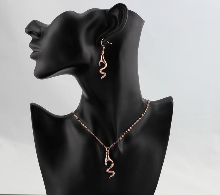 Crystal Fish Bone Necklace & Earrings Fashion Jewelry Set – Innovato Design