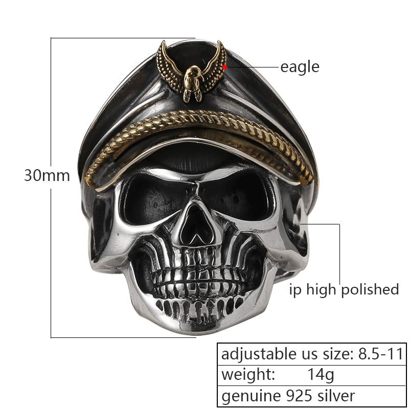American Soldier Skull Ring with Gold Plated Eagle Biker Band for Men ...
