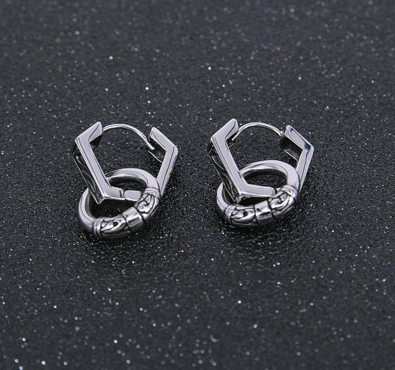 Stainless Steel Punk Double Hoop Earrings For Men – Innovato Design