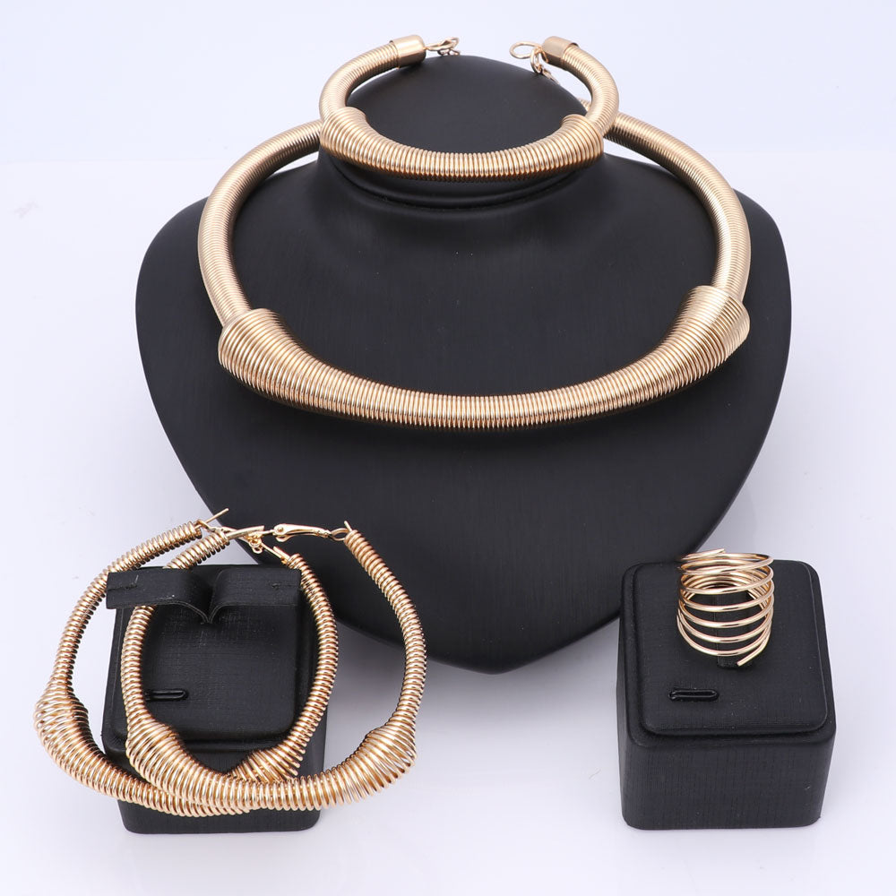 Gold/Silver-Plated Spring Necklace, Bracelet, Earrings & Ring Wedding ...