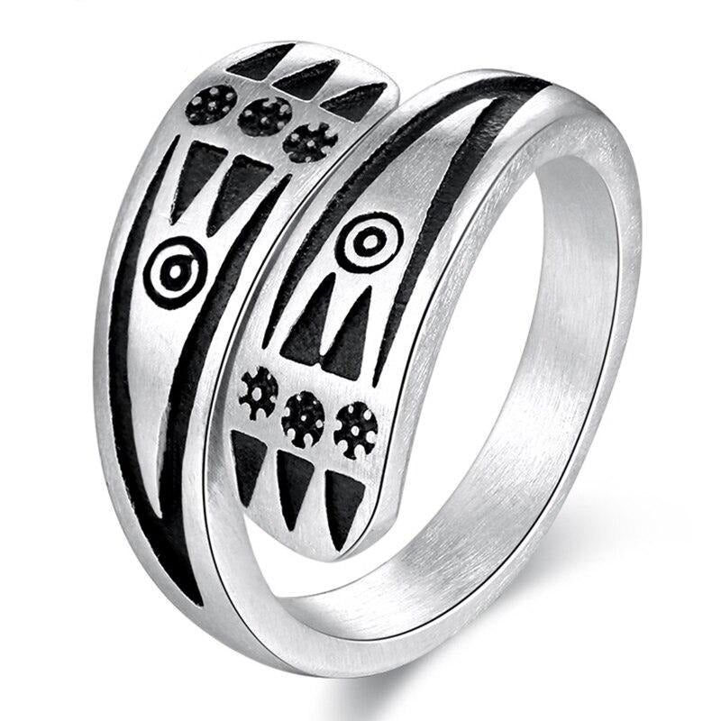 Geometric Design 925 Sterling Silver Adjustable Vintage Punk Rock Ring ...