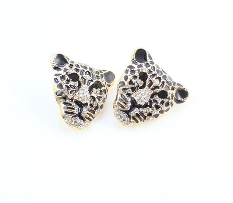 Gold-Plated Leopard Head Crystal Necklace, Bracelet, Earrings & Ring W ...
