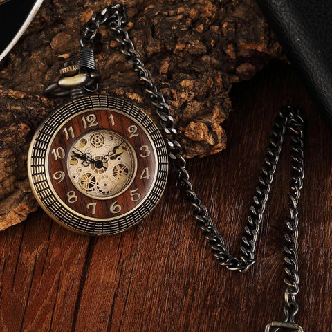 Wooden Pocket Watch with Carved Number Dial and Classy Vintage Look ...