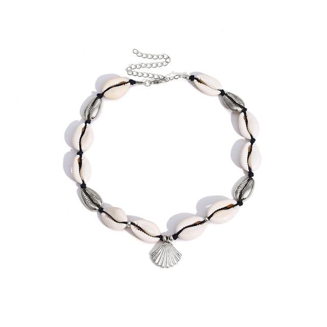 Black Rope Puka Shell Choker Necklace with Metallic Accent – Innovato ...